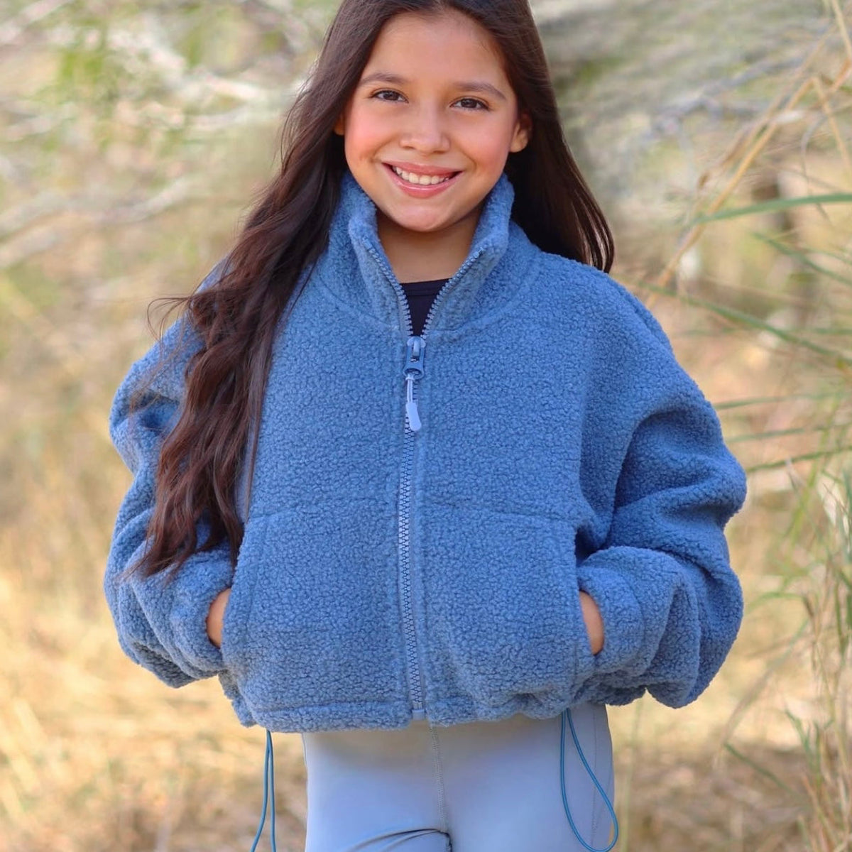 Fleece Cropped Jacket Blue – Darcy International